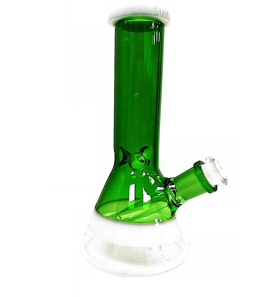 8" White Ring Beaker Glass Water Pipe | ELYXR