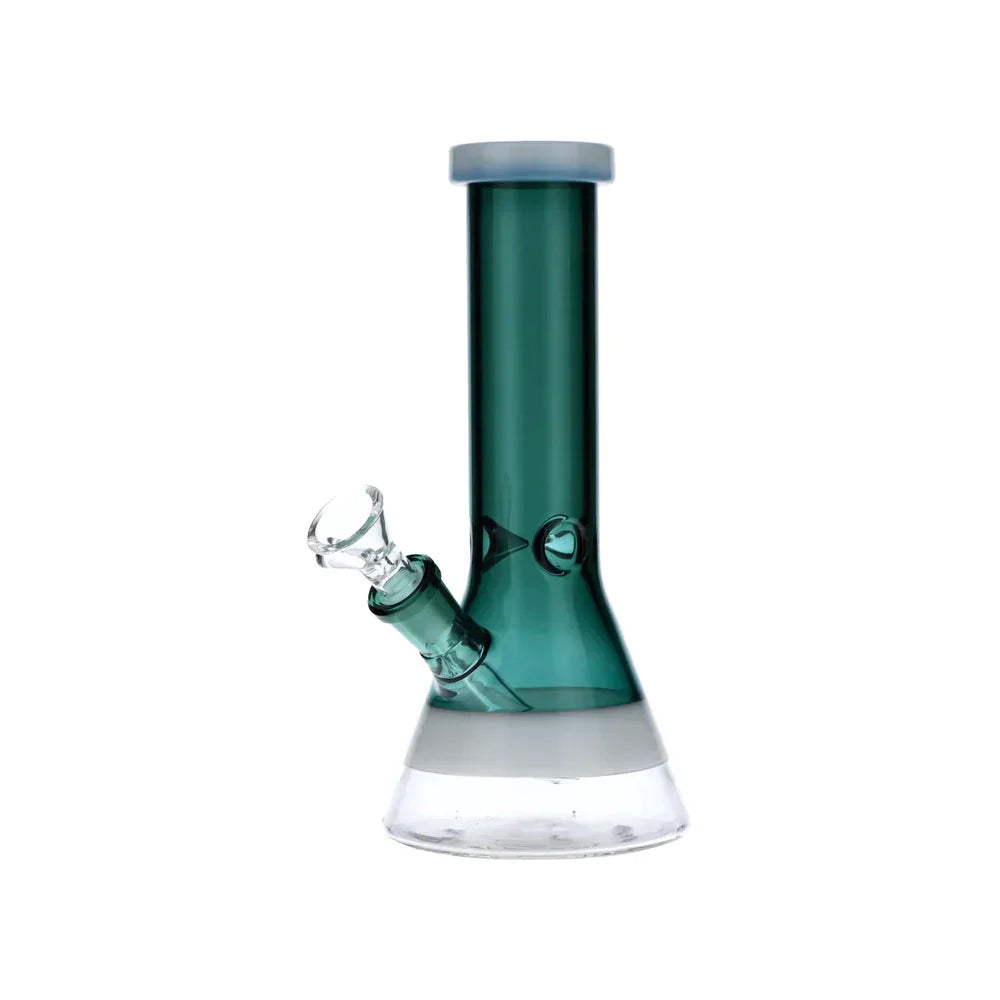 8" White Ring Beaker Glass Water Pipe | ELYXR