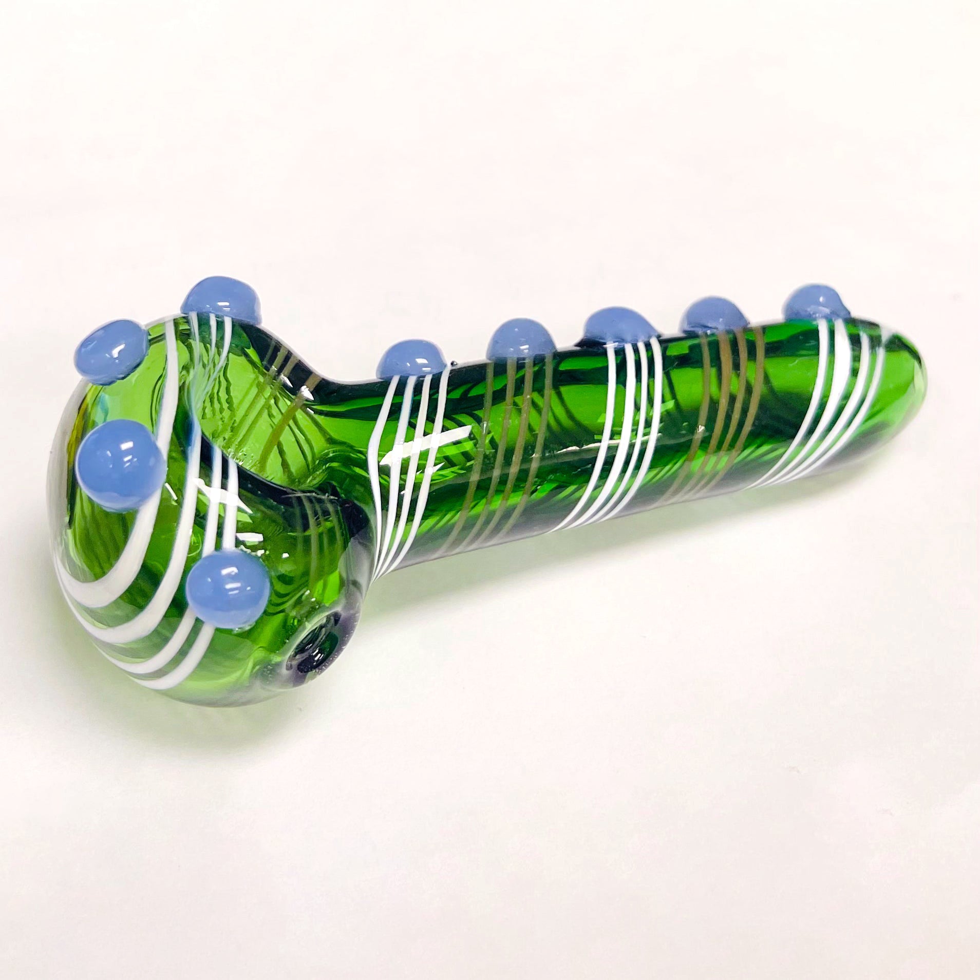 5" White Swirls 9 Bumps - Glass Hand Pipe (Assorted Colors) - Elyxr